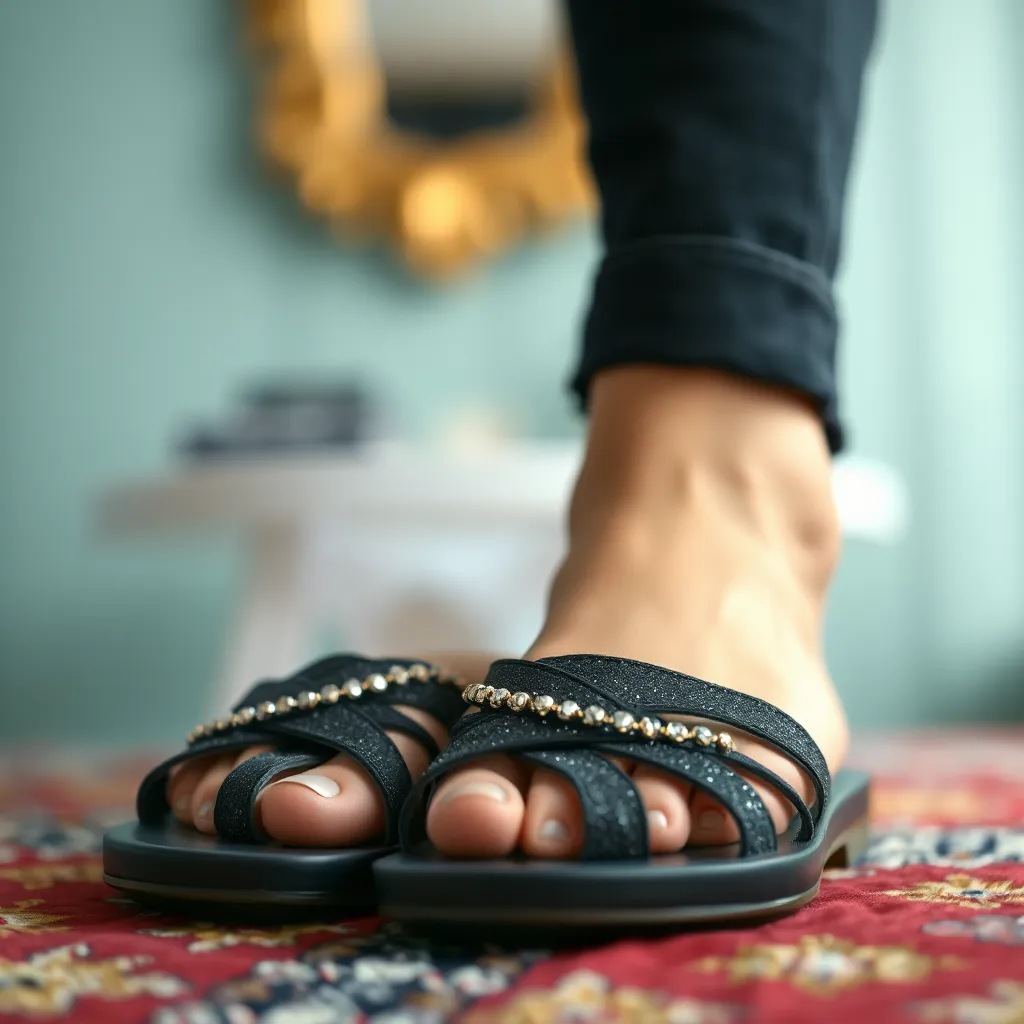 The Allure of Black Sparkly Flat Sandals Explained